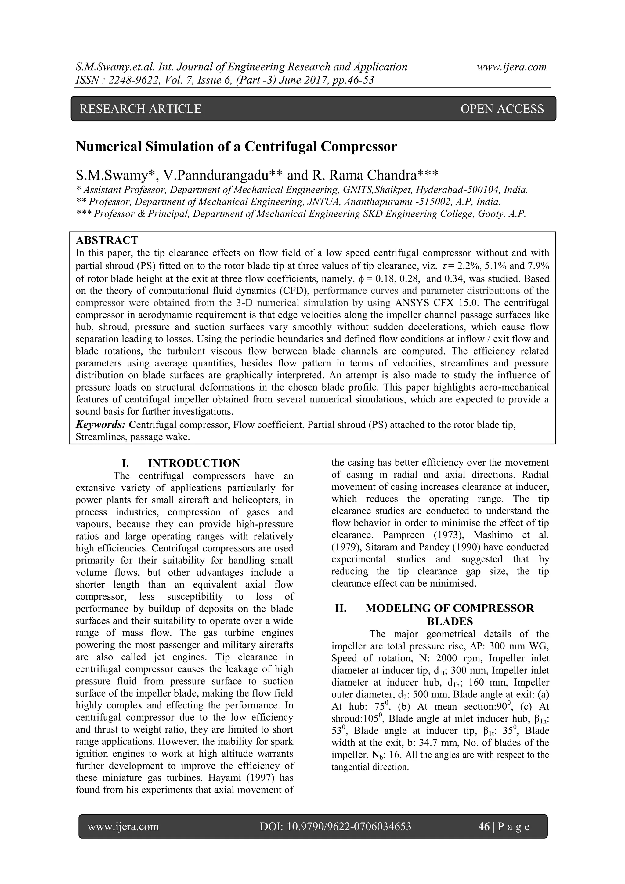 Numerical Simulation of a Centrifugal Compressor | PDF