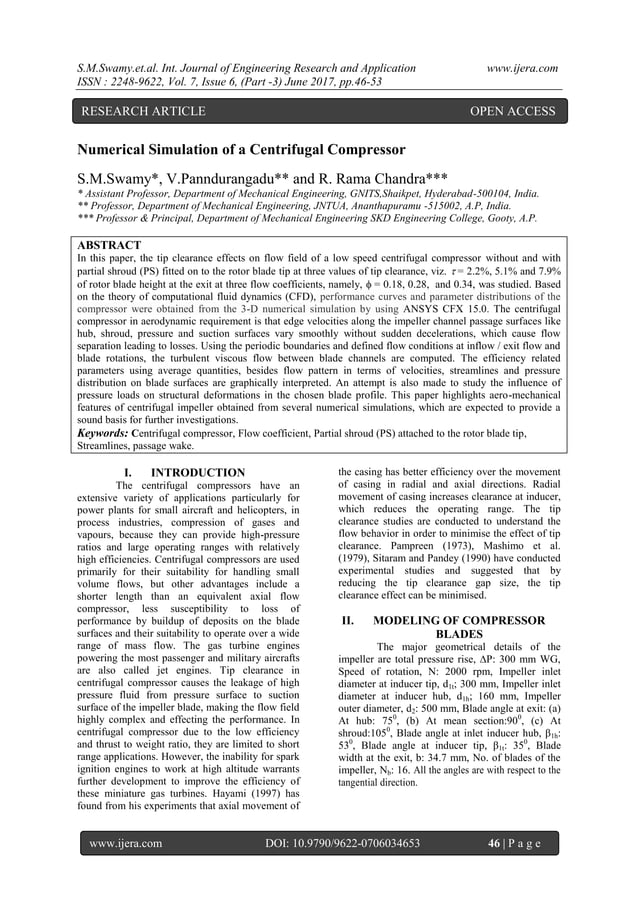 Numerical Simulation of a Centrifugal Compressor | PDF