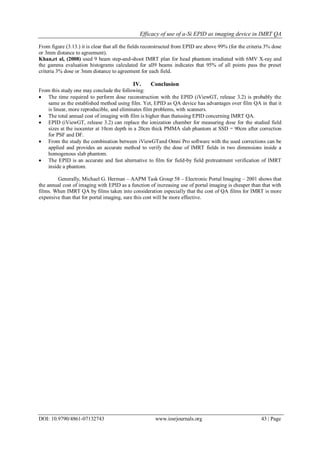 Efficacy of Use of A-Si EPID as Imaging Device in IMRT QA | PDF