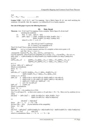 Compatible Mapping and Common Fixed Point Theorem | PDF