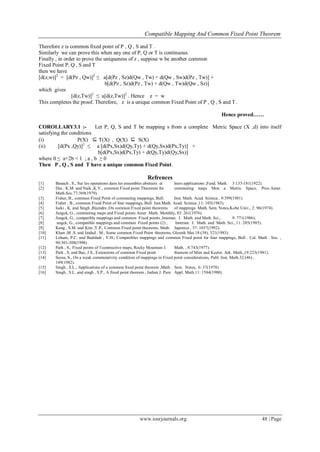 Compatible Mapping and Common Fixed Point Theorem | PDF