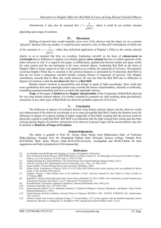 Alternative to Doppler Effect for Red Shift in Cases of Long Distant ...