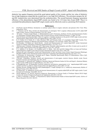 FTIR, Electrical and SHG Studies of Single Crystals of KDP Doped With ...