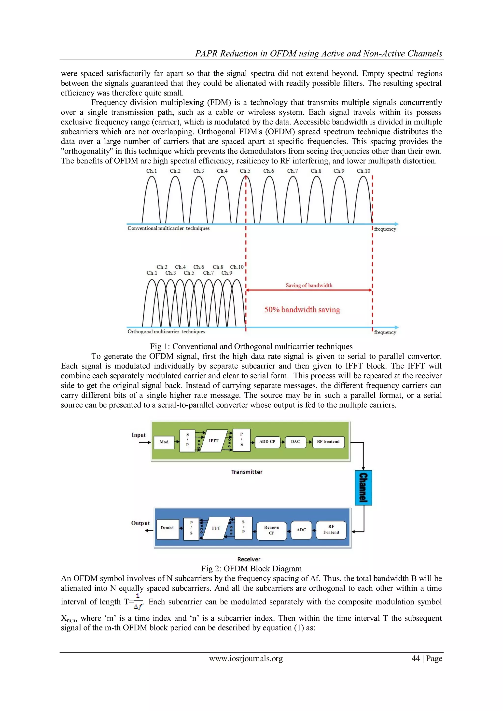 PAPR Reduction in OFDM using Active and Non-Active Channels | PDF