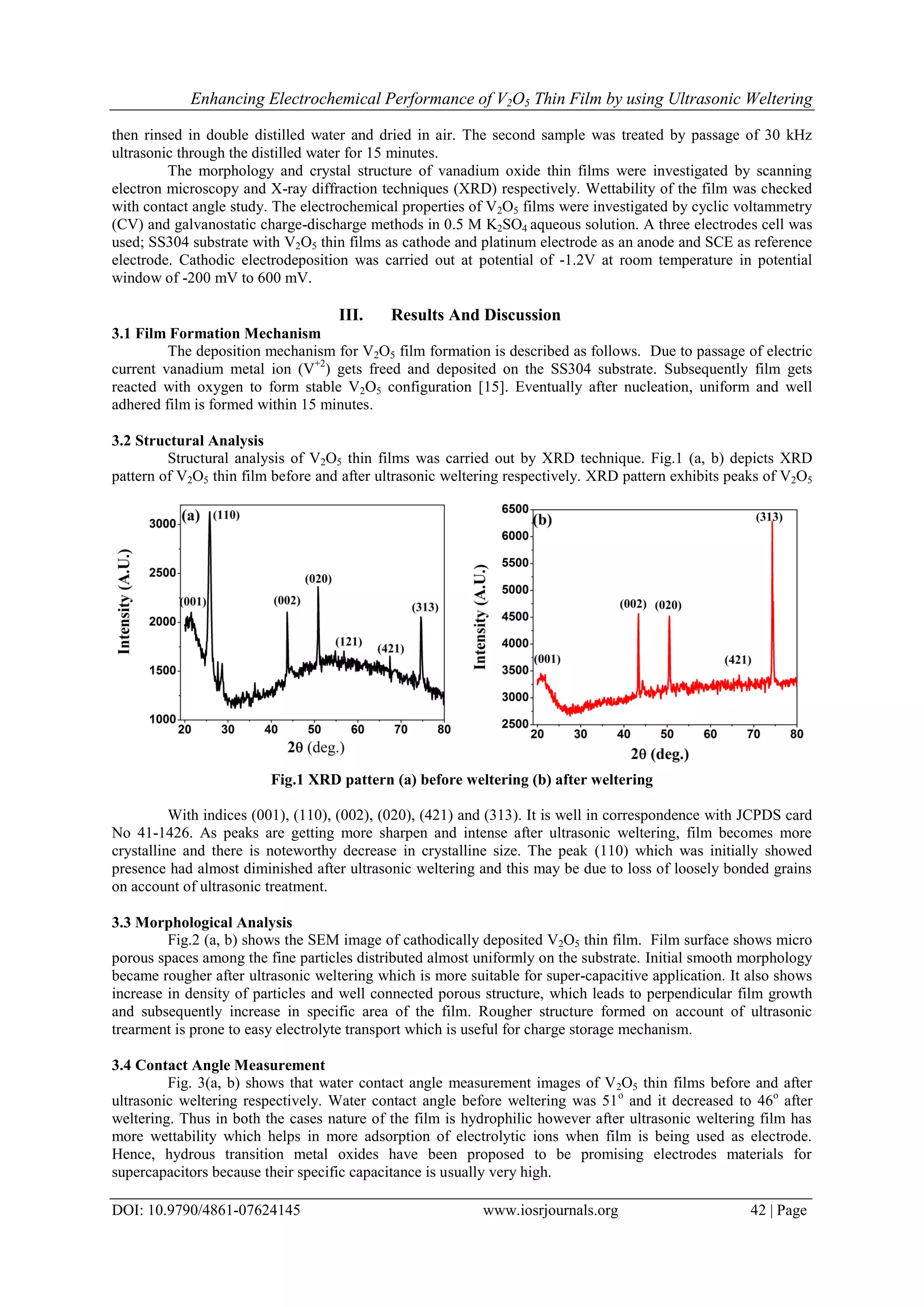 Enhancing Electrochemical Performance of V2O5 Thin Film by using ...