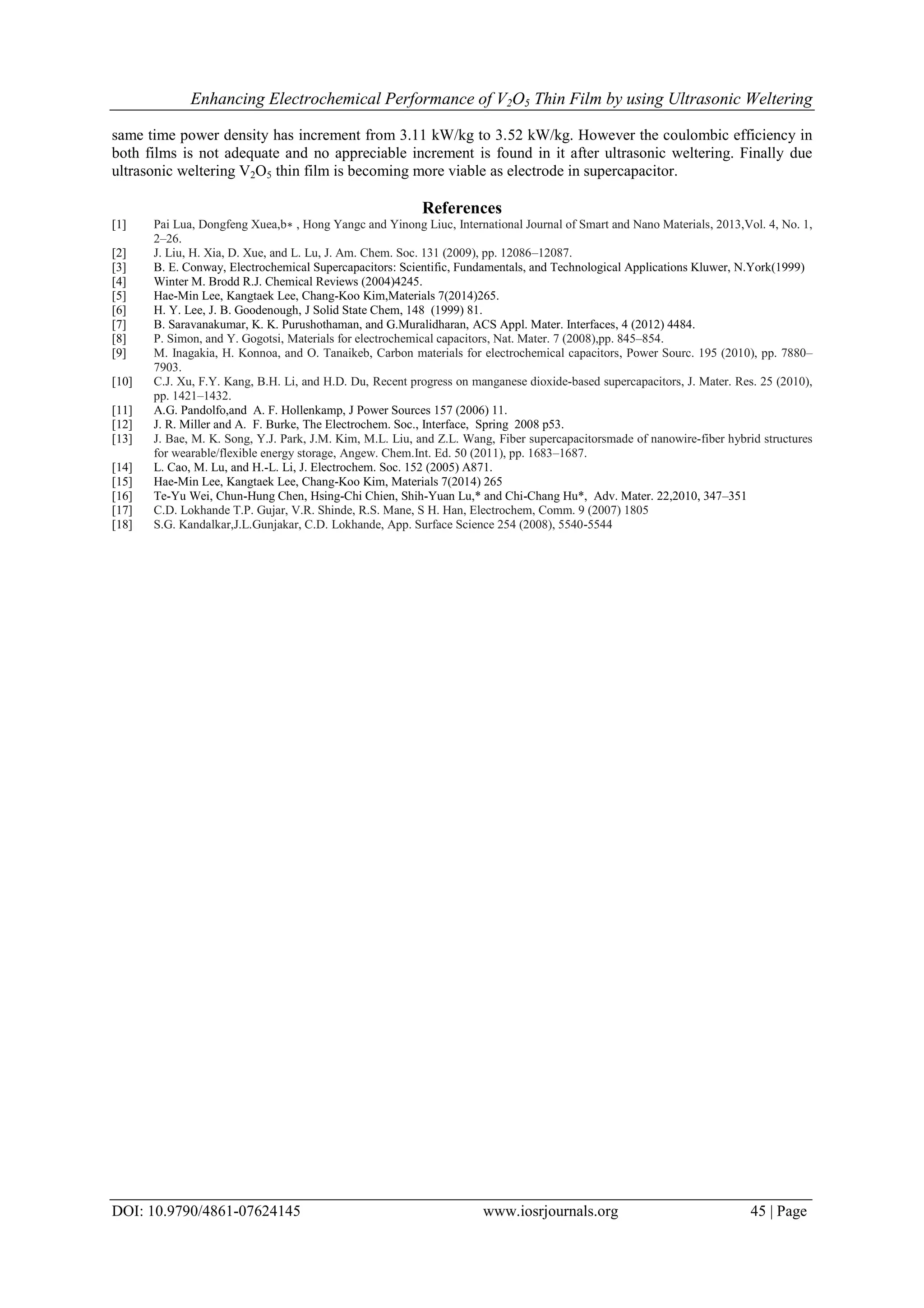 Enhancing Electrochemical Performance of V2O5 Thin Film by using ...