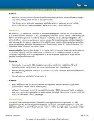 G08.2013 magic quadrant for mobile application development platforms | PDF