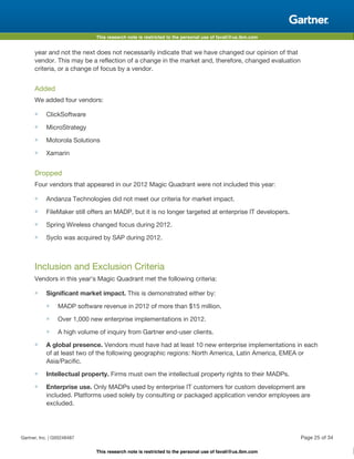 G08.2013 magic quadrant for mobile application development platforms | PDF