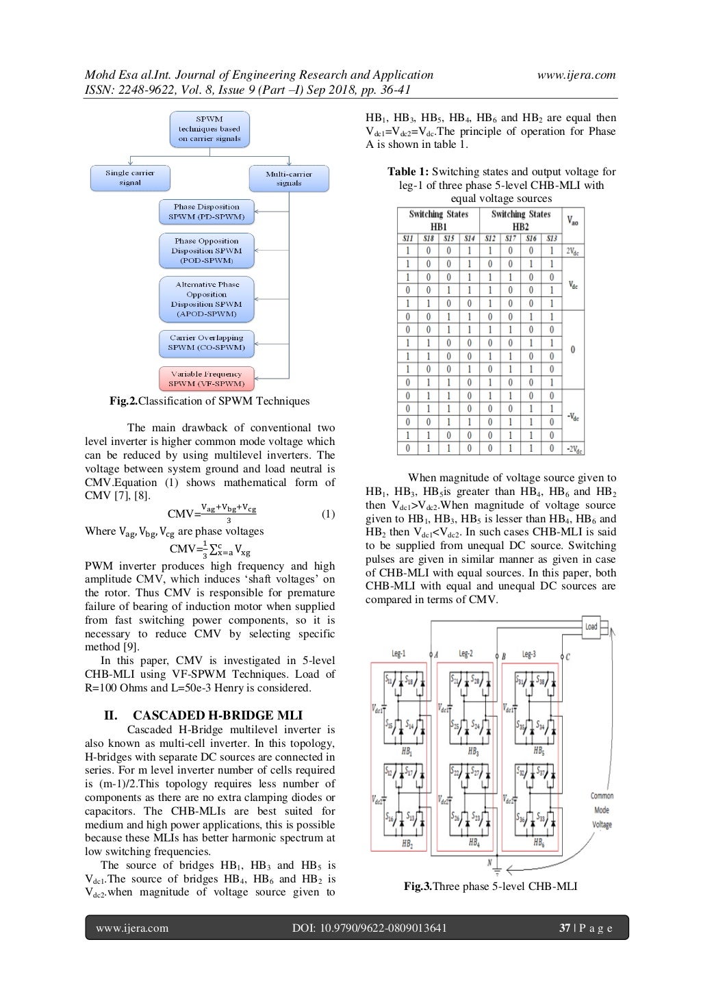 CMV analysis of 5-level Cascaded H-Bridge MLI with equal and unequal