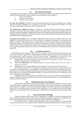 Overview of State Estimation Technique for Power System Control | PDF