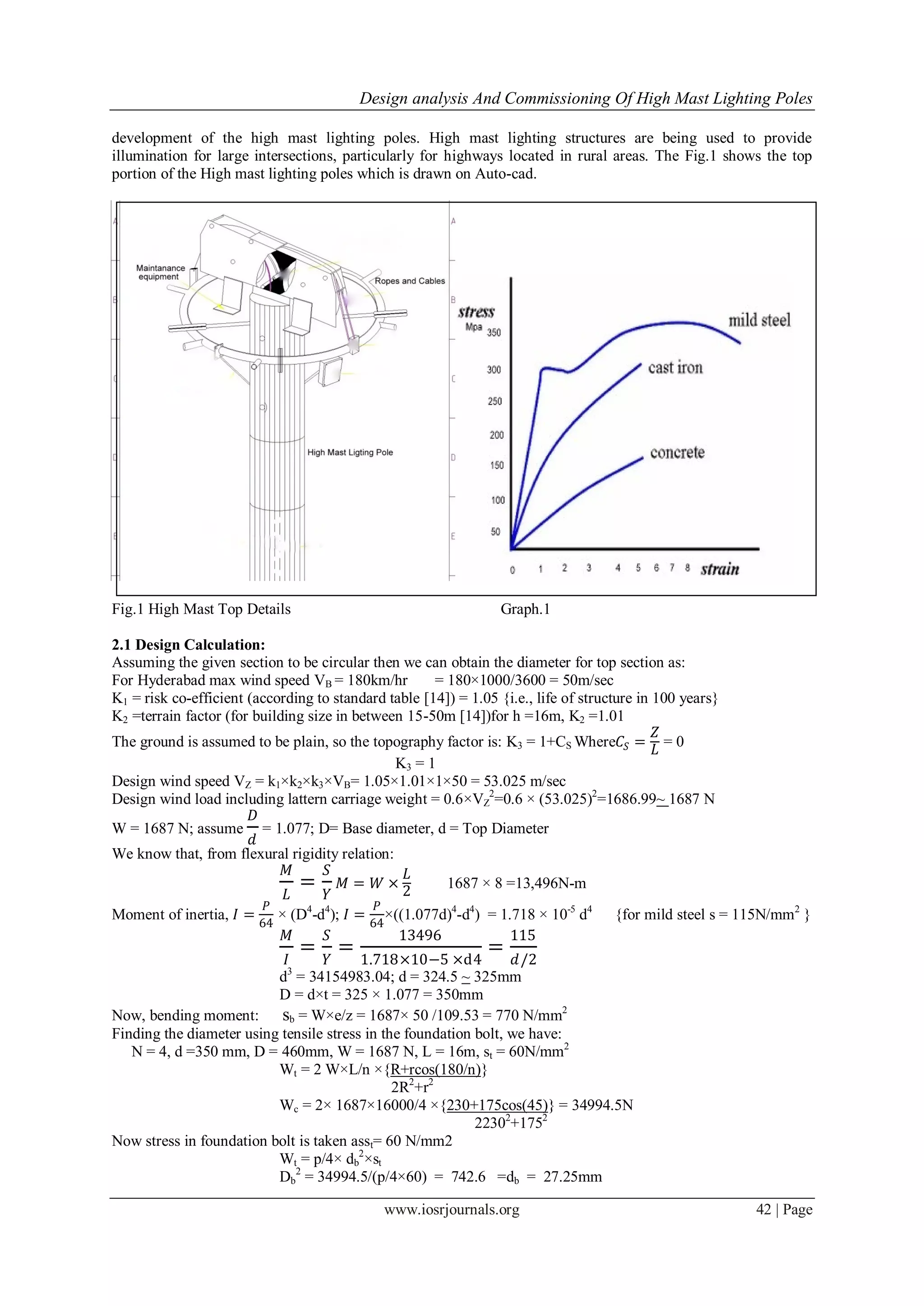 Design analysis and Commissioning Of High Mast Lighting Poles | PDF