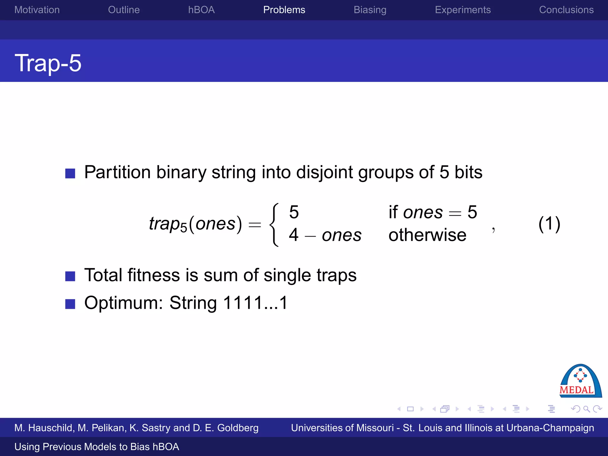 Using Previous Models to Bias Structural Learning in the Hierarchical BOA | PPT