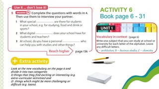 School and education vocabulary_ unit _1_ cultural exchange | PPTX