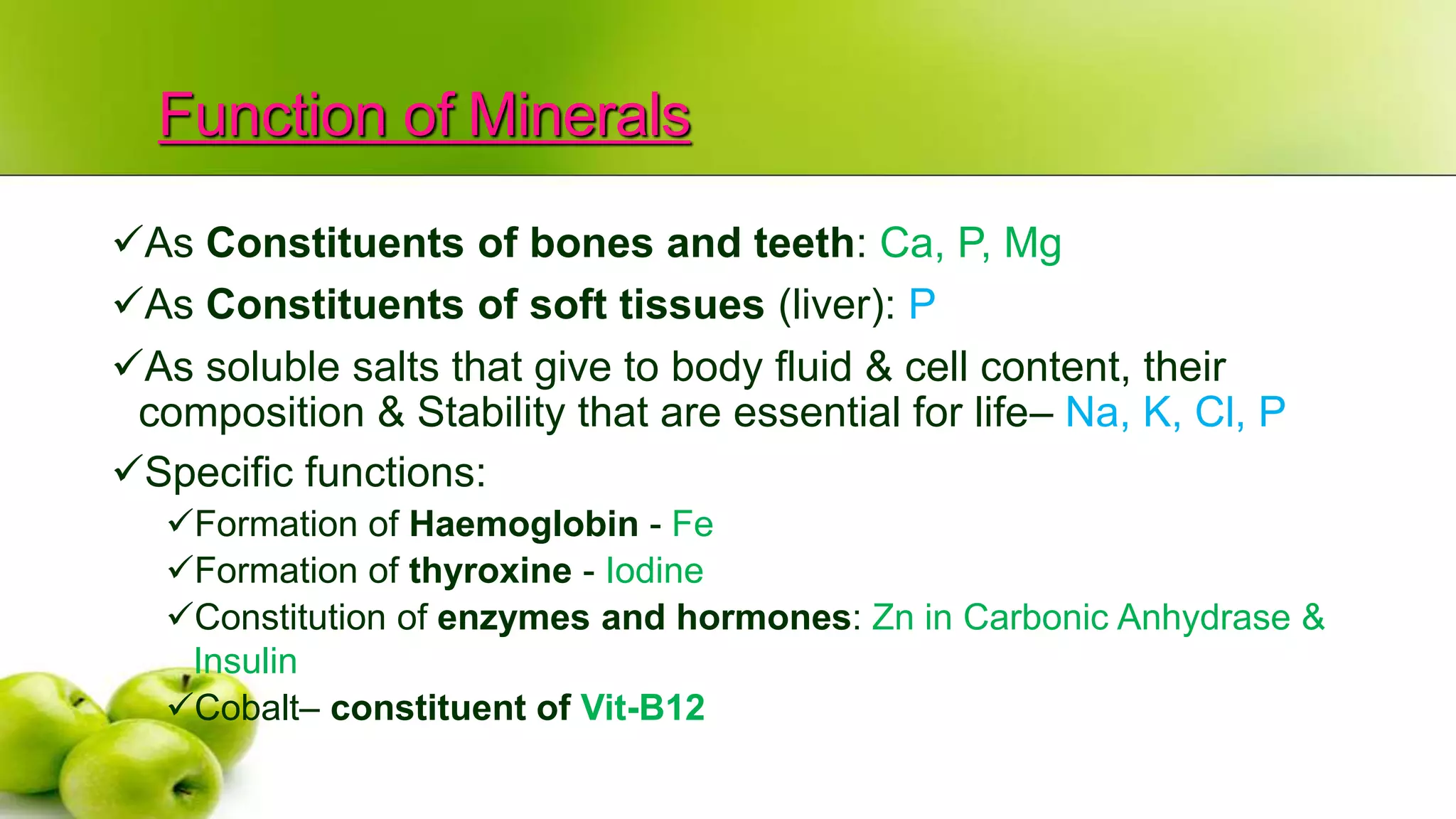 Minerals in Food | PPT