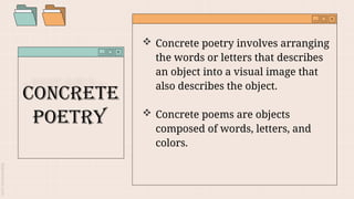 Concrete Poetry- Creative Writing (10 slides.....) | PPTX