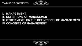 PERSONALITIES AND DEFINITIONS OF MANAGEMENT CFLM2 | PPTX