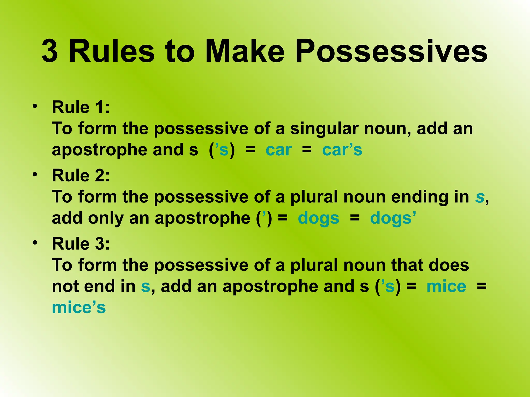 plural-possessives for elementary school students | PPT
