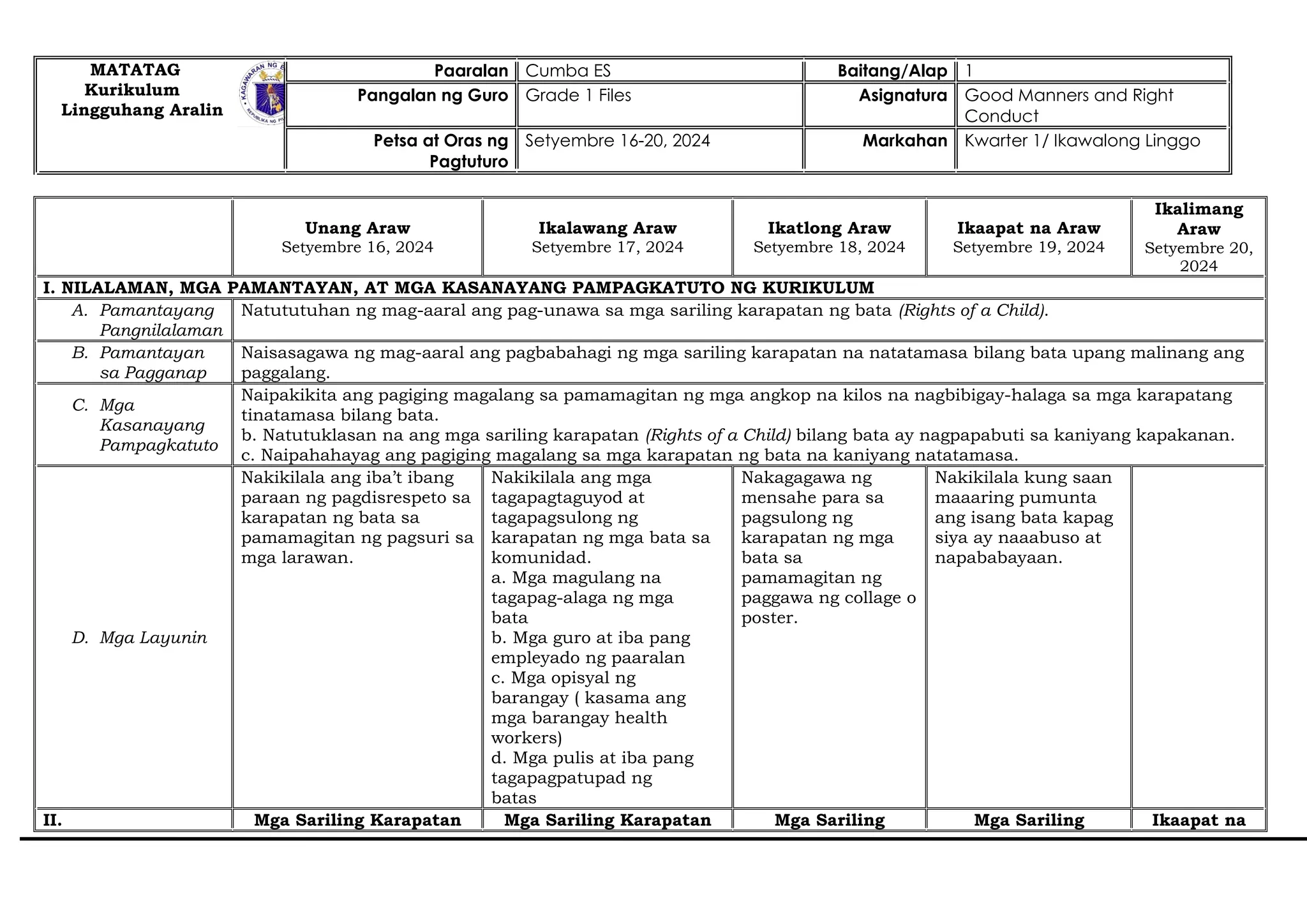 DLL, makabansa, mathematics, araling panlipunan, reading and language ...