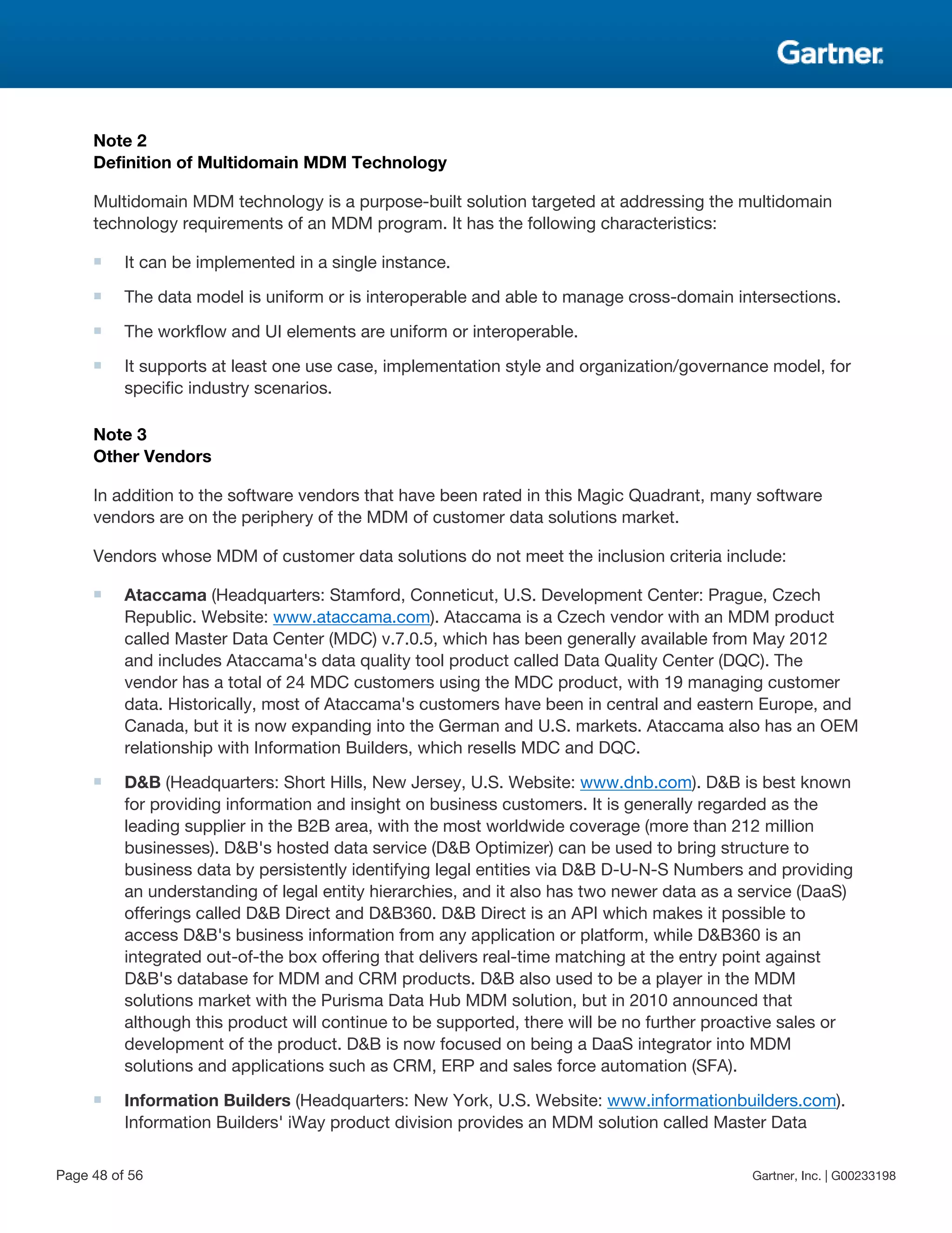 G10.2012 magic quadrant for master data management (mdm) of customer data solutions | PDF ...