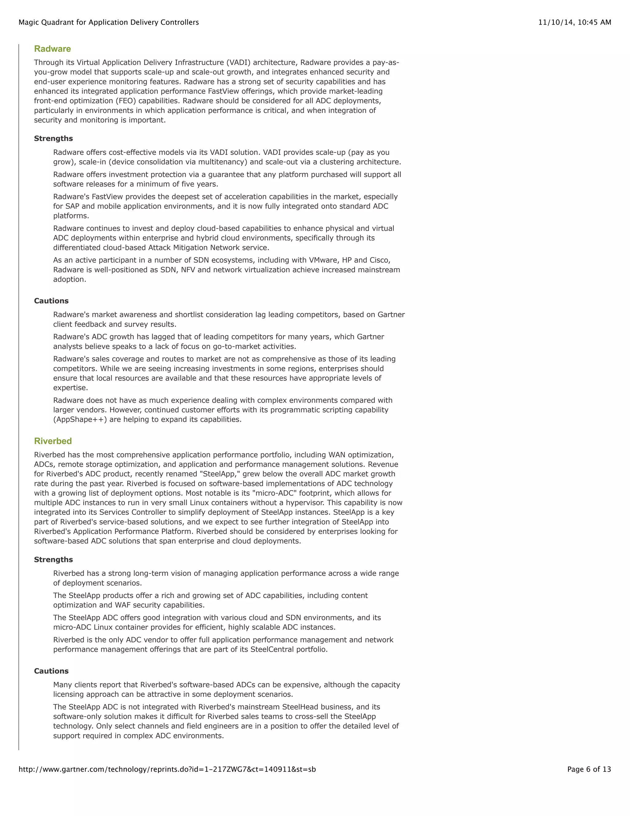 G10.2014 magic quadrant for application delivery controllers | PDF