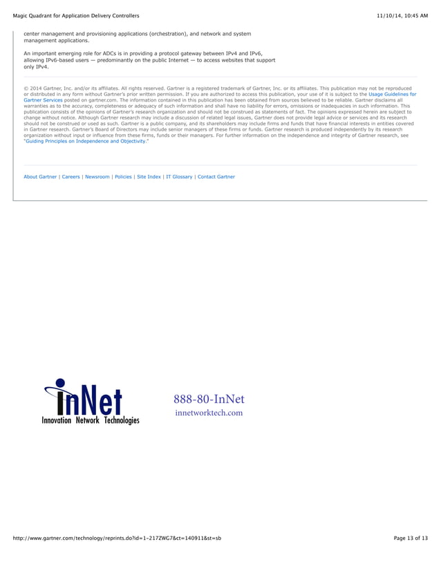 G10.2014 magic quadrant for application delivery controllers | PDF