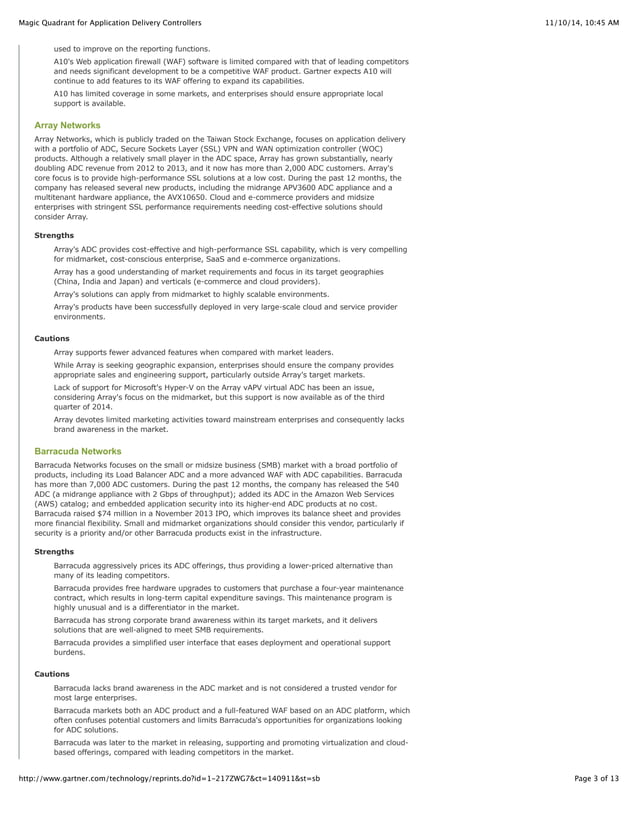 G10.2014 magic quadrant for application delivery controllers | PDF