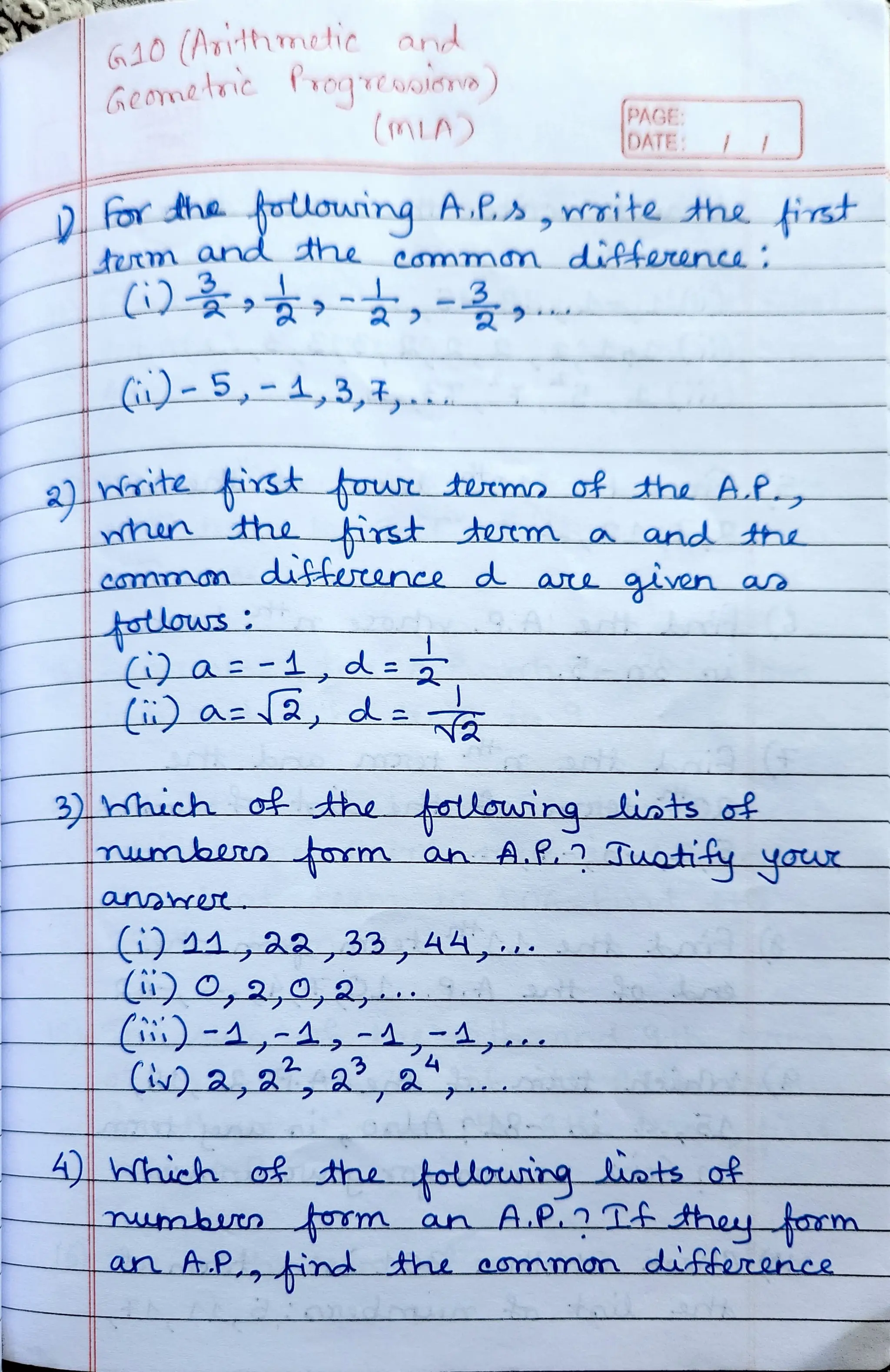 ICSE Grade 10 Mathematics Arithmetic and Geometric Progression ...