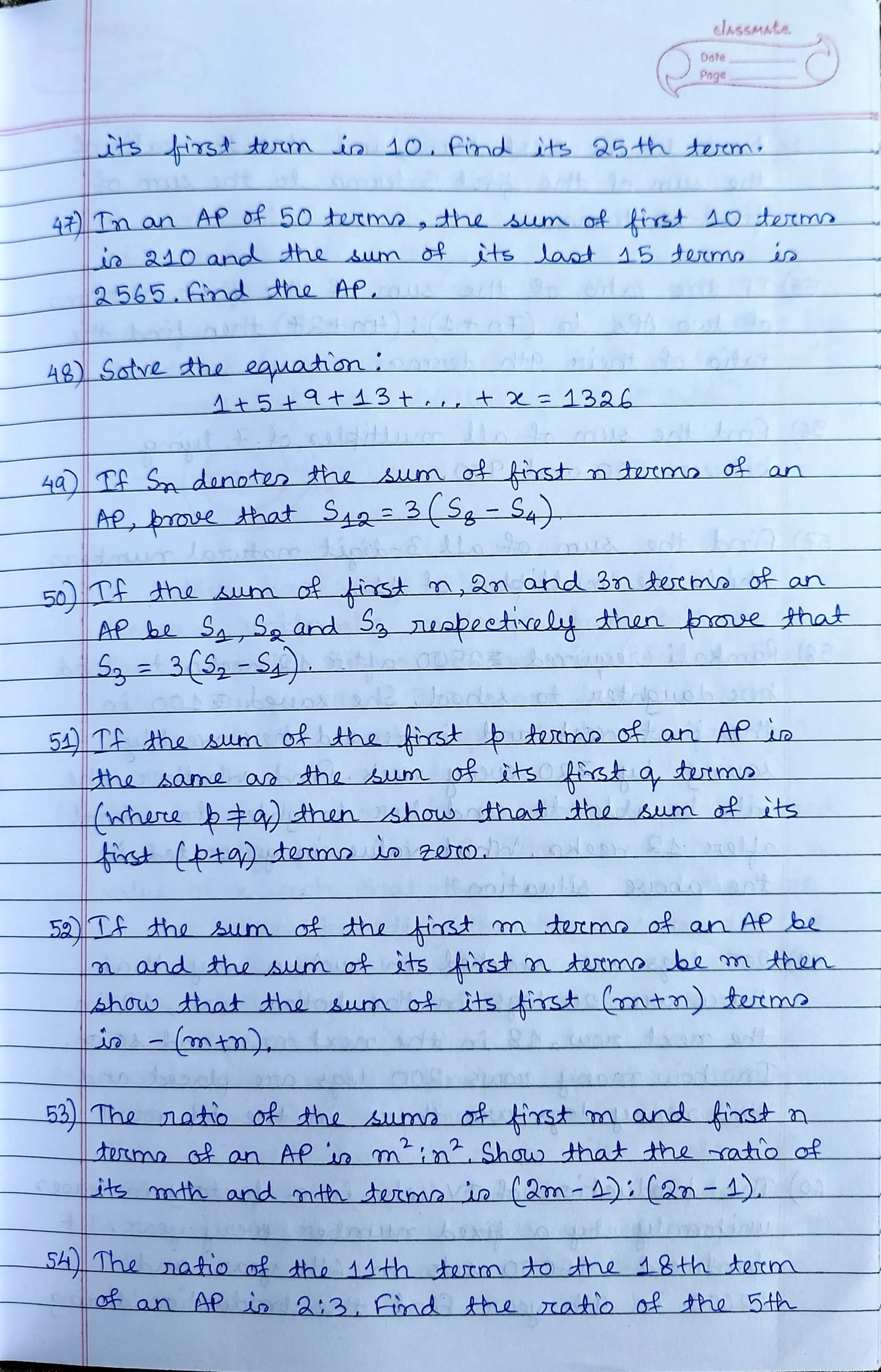 Grade 10 - CBSE - Arithmetic Progression - Worksheet (RSA) | PDF