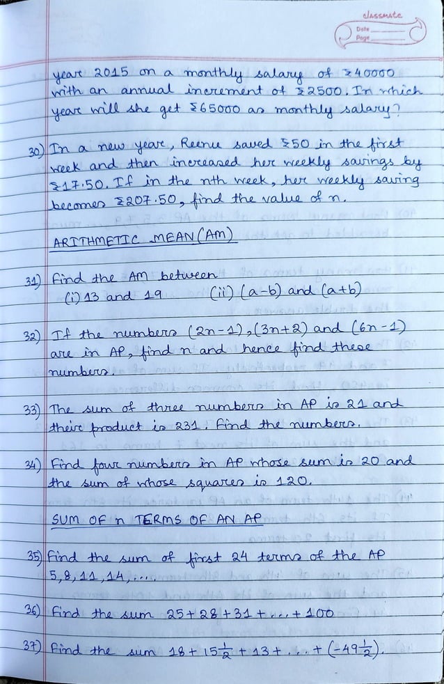 Grade 10 - CBSE - Arithmetic Progression - Worksheet (RSA) | PDF