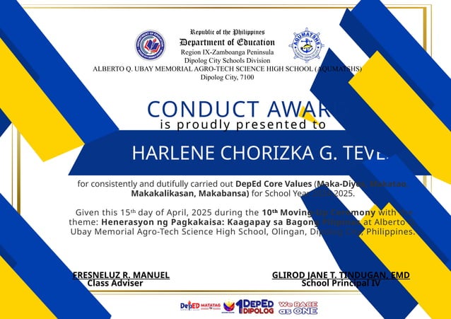 G10 CONDUCT AWARD certificate of recognation | PPT