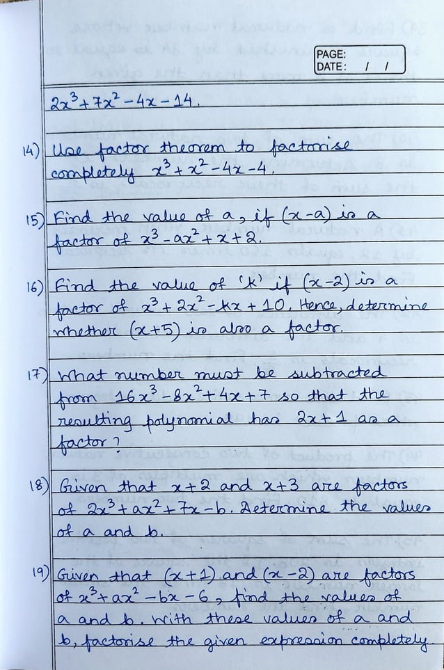 ICSE Grade 10 Mathematics Factorisation Worksheet (MLA) | PDF