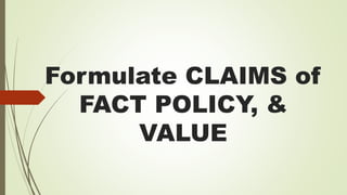 G10 MOLAVE ENGLISH REPORT. claims, facts policy and valeupptx | PPT