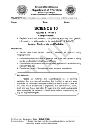 G10 q3 w5_biodiversity _ evolution_removed | PDF