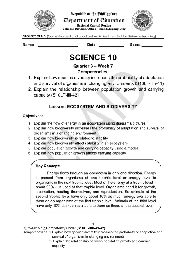 G10 q3 w7-biodiversity-and-ecosystem (2)_removed | PDF | Landscaping | Home & Garden