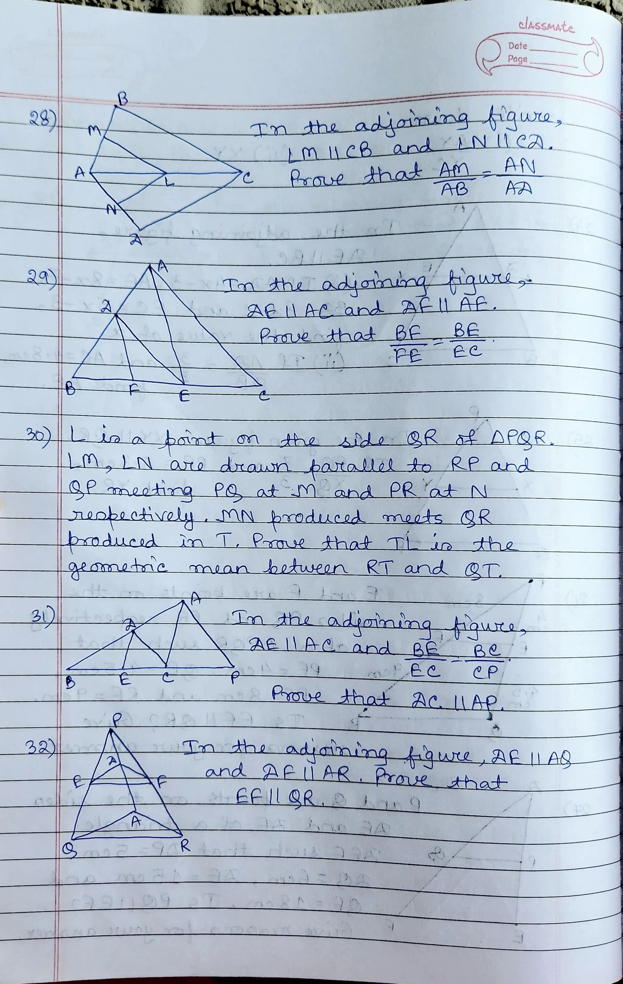 ICSE Grade 10 Mathematics Similarity Worksheet (MLA) | PDF
