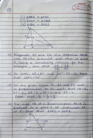 Grade 10 - CBSE - Triangles - Worksheet (RSA) | PDF