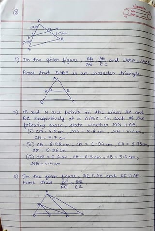 Grade 10 - CBSE - Triangles - Worksheet (RSA) | PDF