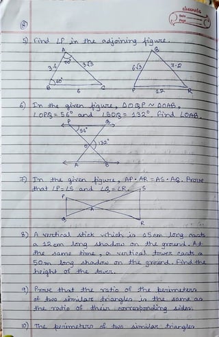 Grade 10 - CBSE - Triangles - Worksheet (RSA) | PDF