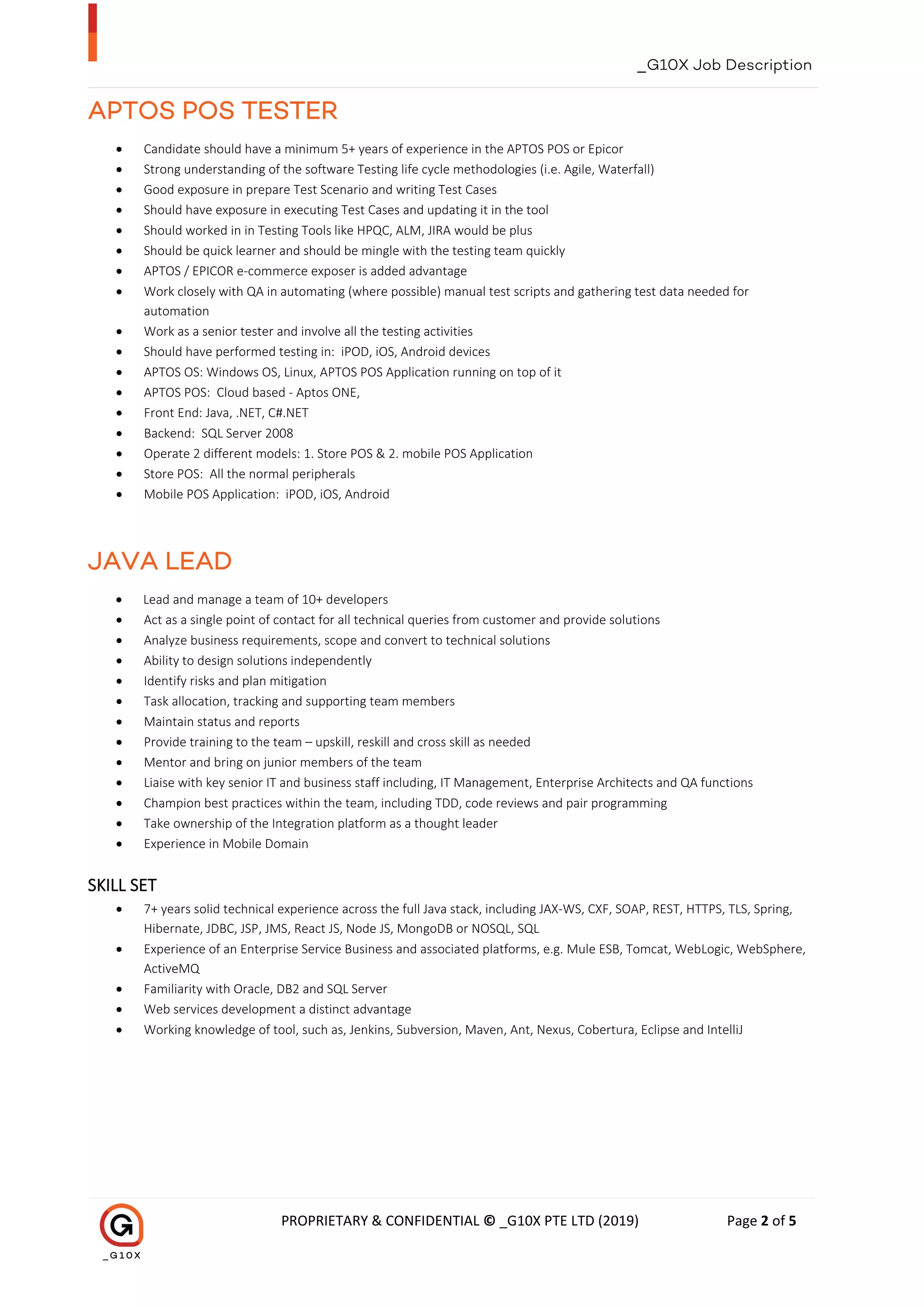 G10X Job Description | PDF