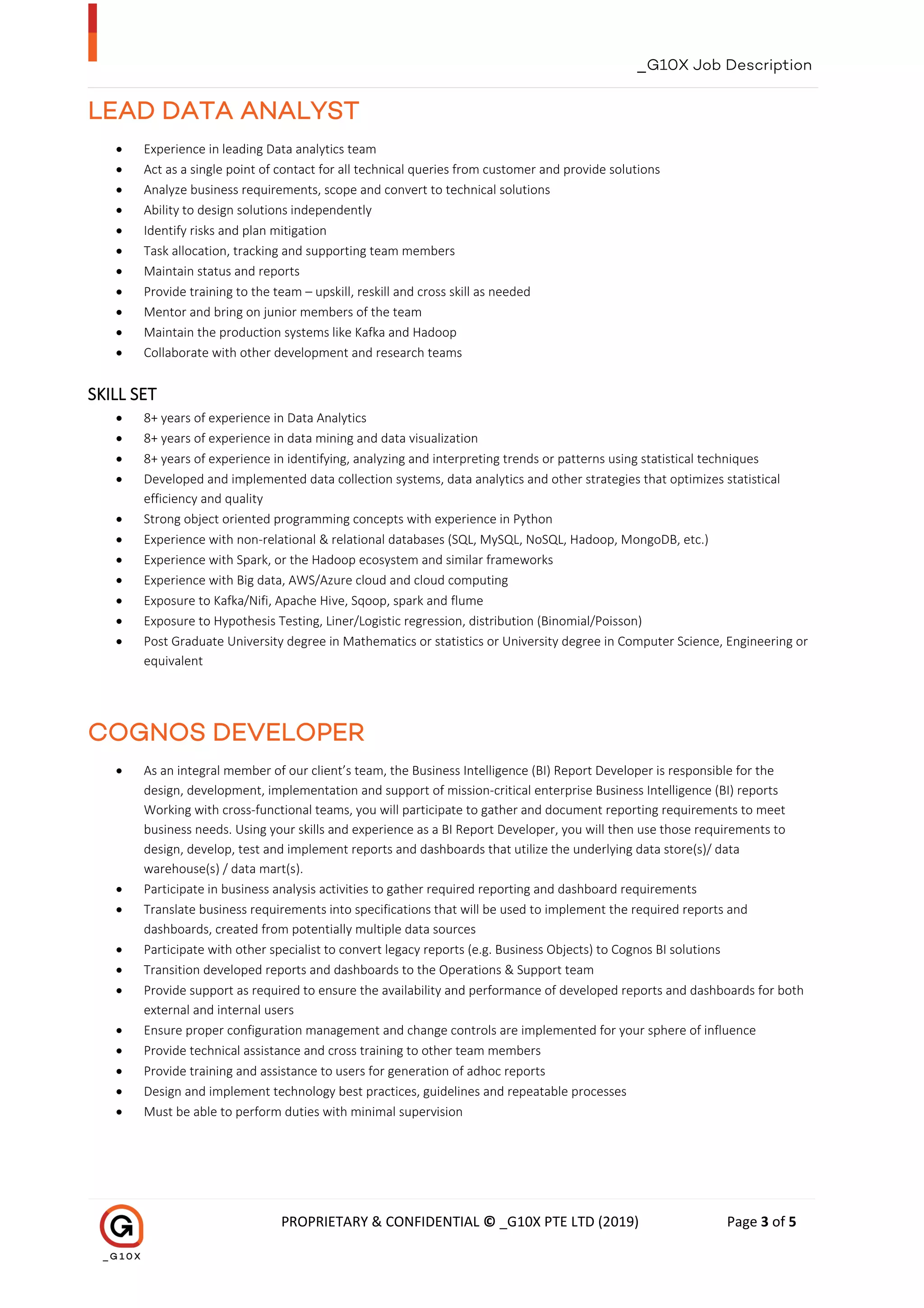 G10X Job Description | PDF