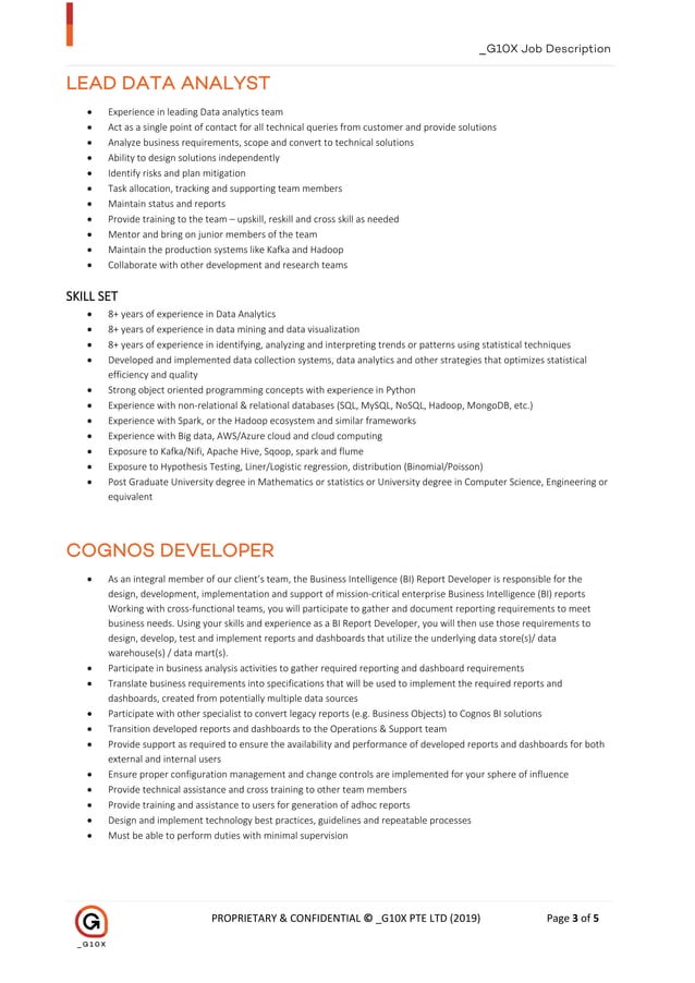 G10X Job Description | PDF