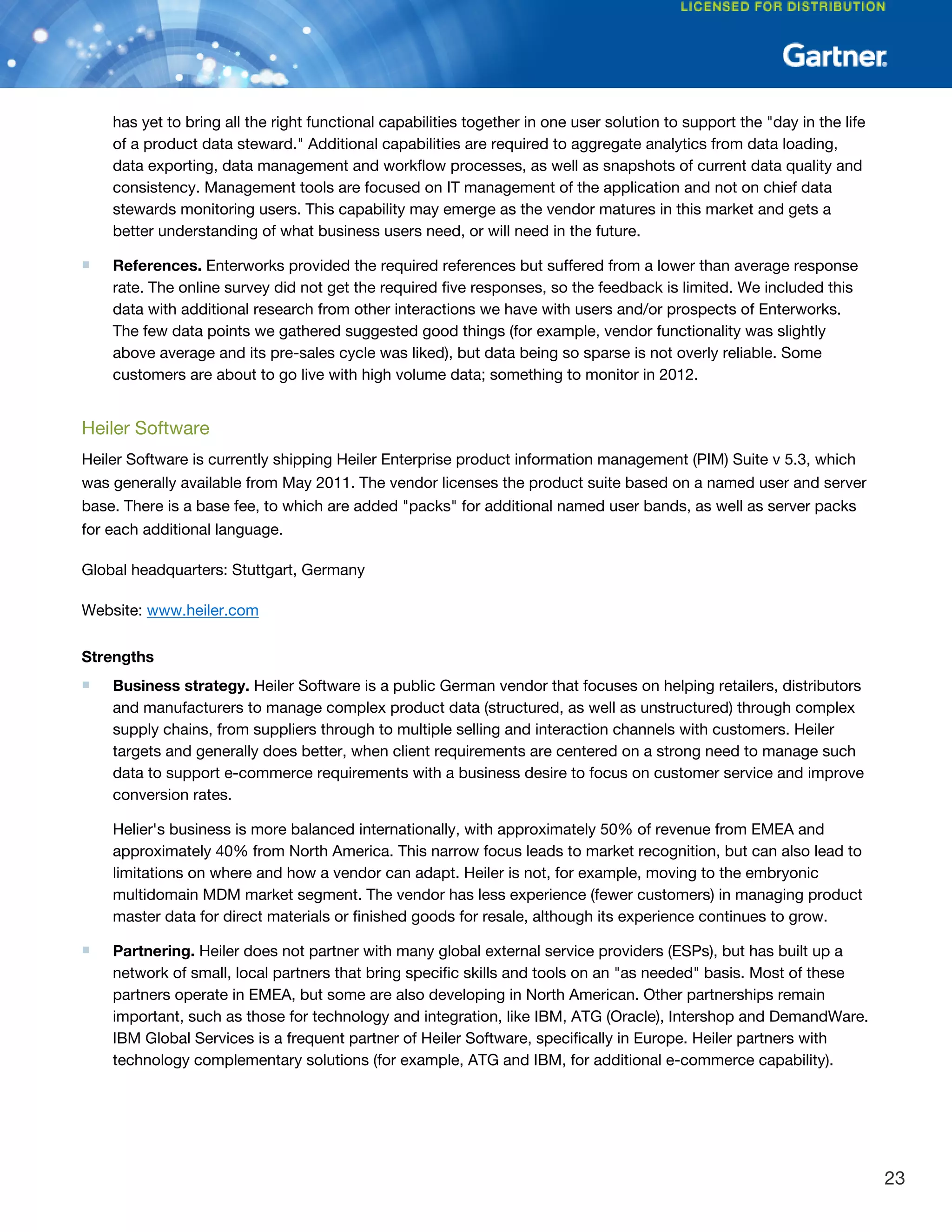 G11.2011 magic quadrant for mdm of product data solutions | PDF