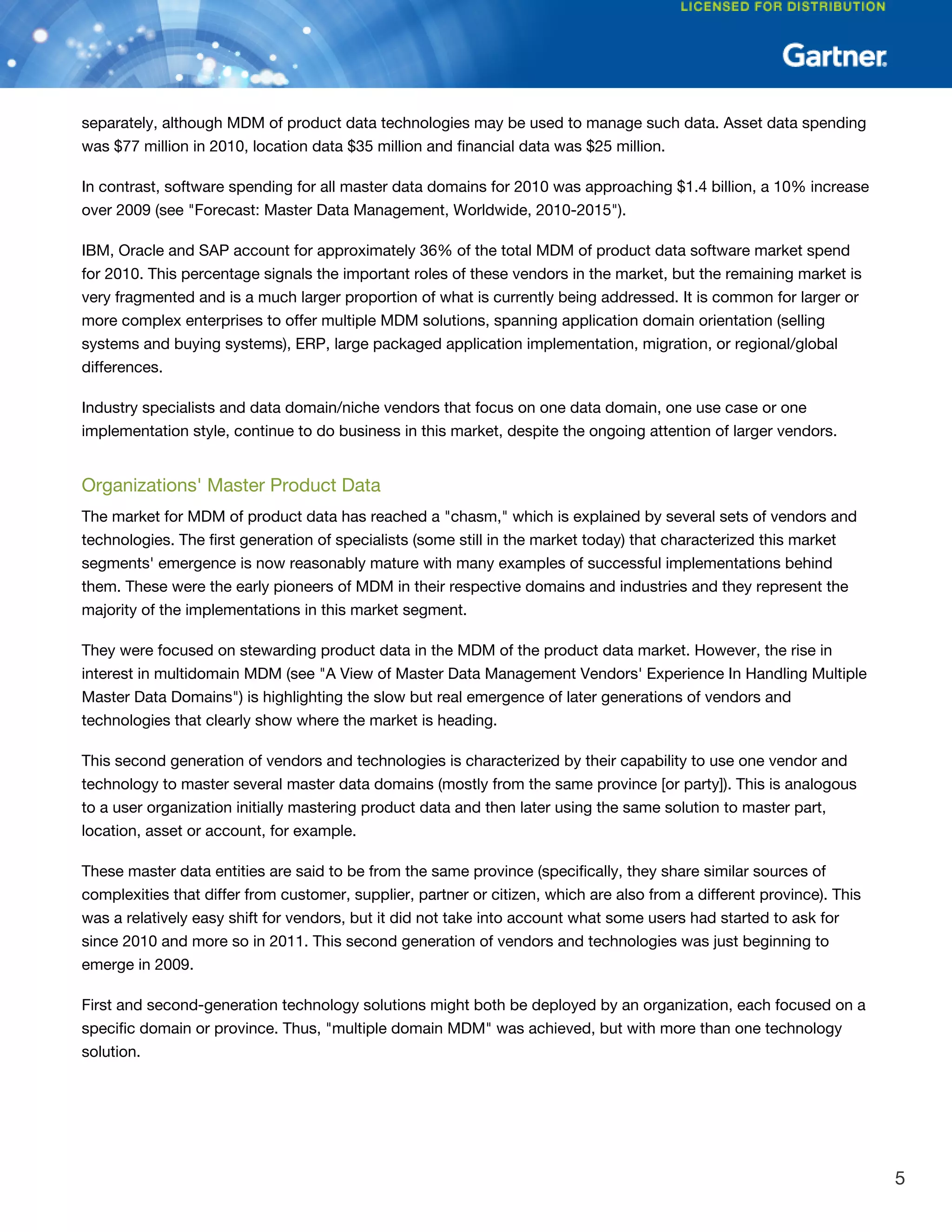 G11.2011 magic quadrant for mdm of product data solutions | PDF