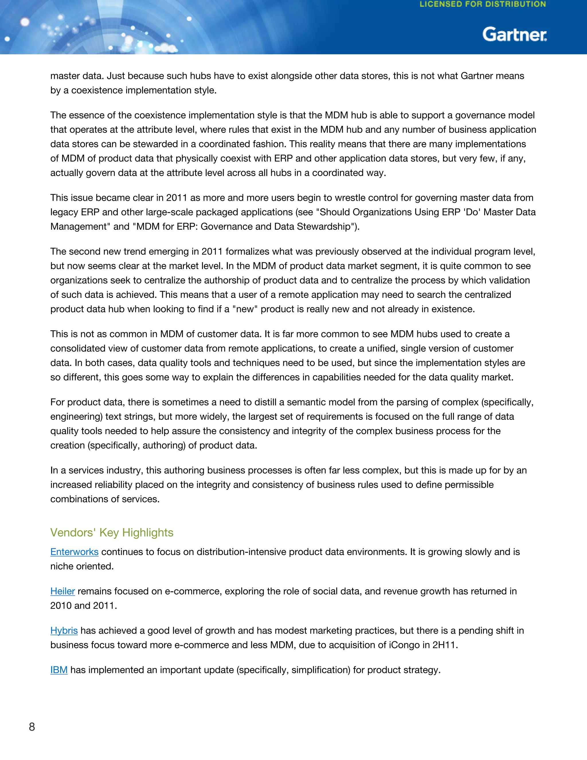 G11.2011 magic quadrant for mdm of product data solutions | PDF