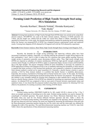 Forming Limit Prediction of High Tensile Strength Steel using FEA Simulation | PDF | Automotive ...