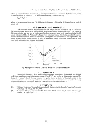 Forming Limit Prediction of High Tensile Strength Steel using FEA Simulation | PDF | Automotive ...