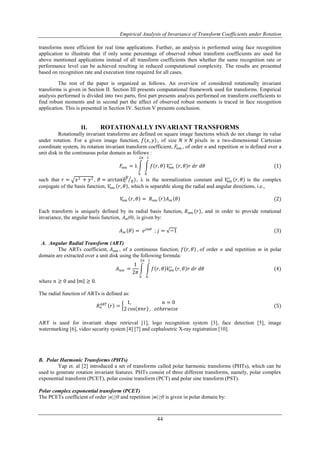 Empirical Analysis of Invariance of Transform Coefficients under Rotation | PDF | 3-D Graphics ...