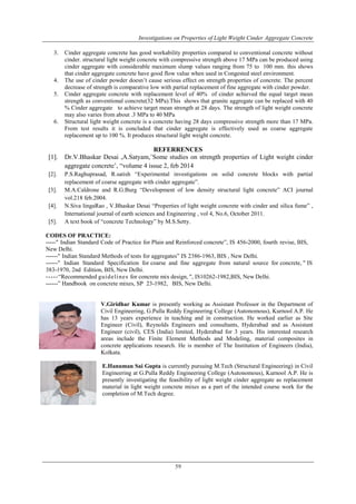 Investigations on Properties of Light Weight Cinder Aggregate Concrete ...