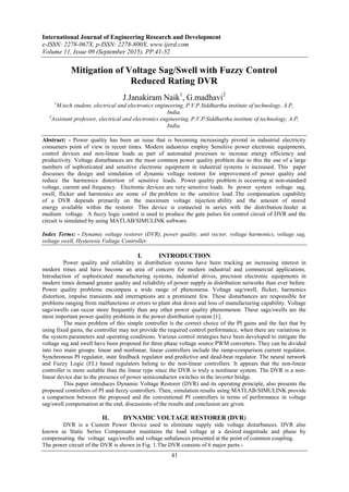 Mitigation of Voltage Sag/Swell with Fuzzy Control Reduced Rating DVR | PDF