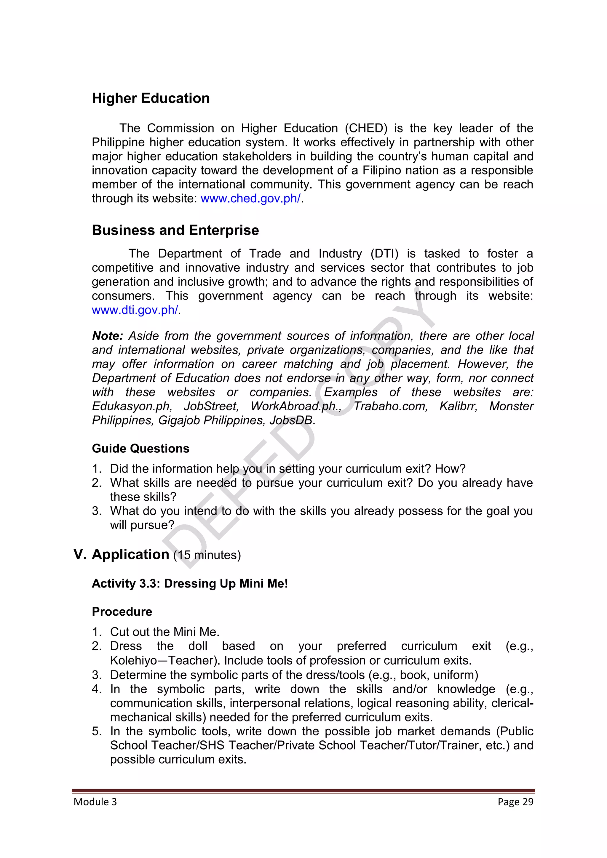 G11 career guidance manual for teachers | PDF